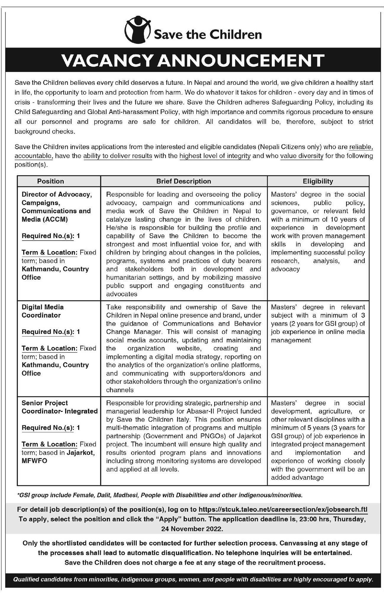 Senior Project Coordinator- Intergrated Job Vacancy in Nepal - Save the ... Senior Project Coordinator- Intergrated Job Vacancy in Nepal - Save the ...