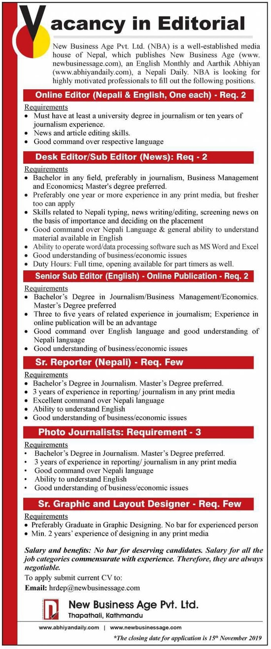 Sr. Graphic and Layout Designer (Few) Job Vacancy in Nepal - New ... Sr. Graphic and Layout Designer (Few) Job Vacancy in Nepal - New ...